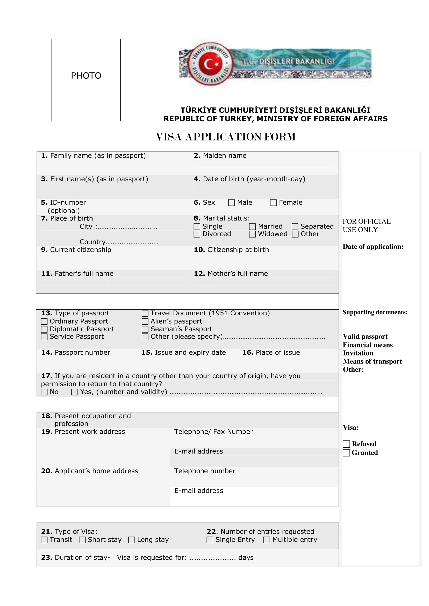 TURKISH VISA APPLICATION FORM (For Tourists): A Step-by-Step Guide On ...