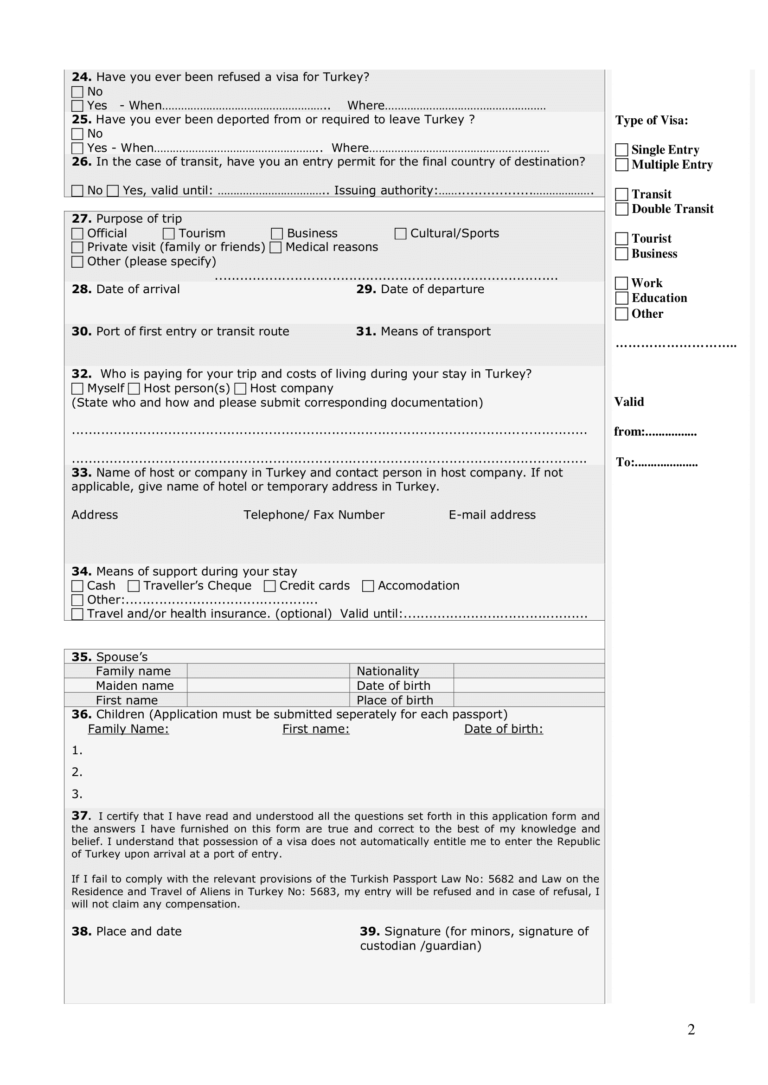 TURKISH VISA APPLICATION FORM (For Tourists): A Step-by-Step Guide On ...